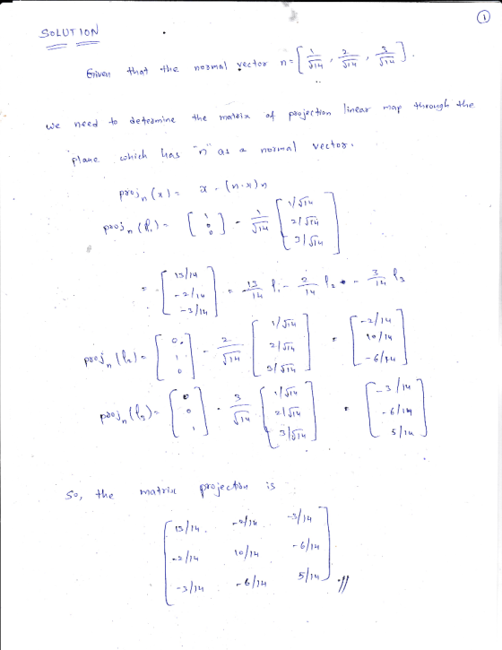 Linear Algebra Problem 4: Given the normal vector n - 2 determine the ...