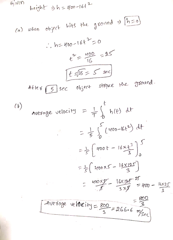 The height h (in feet) of an object falling from a tall building is ...