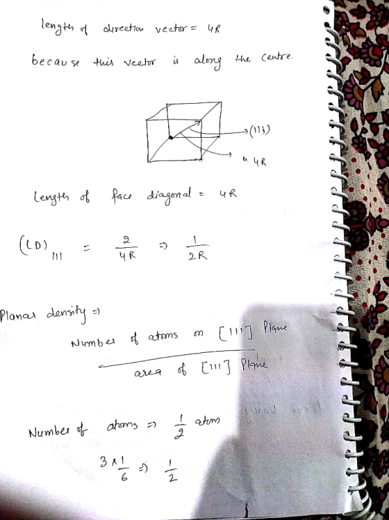 Draw a BCC unit cell and derive linear density and planner density ...