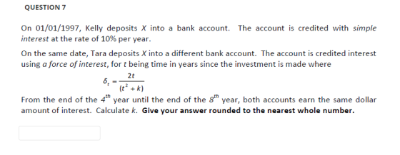 Fundamentals of Financial Mathematics question: QUESTION 7 On 01/01 ...
