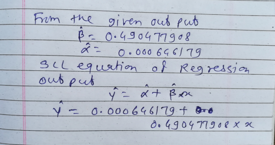 What is the SCL equation for your regression output? A D 1 SUMMARY ...