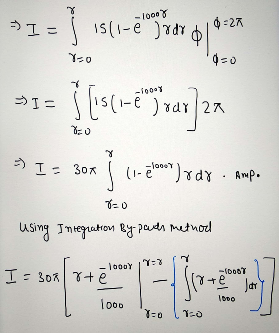 5. Using a surface integral calculation, find the current (in Amps) in ...