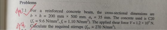 Problems .1 For a reinforced concrete beam, the cross-sectional ...