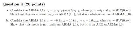 4. Calculate the variance of the time series rt (i.e. Var(rt)) for the ...