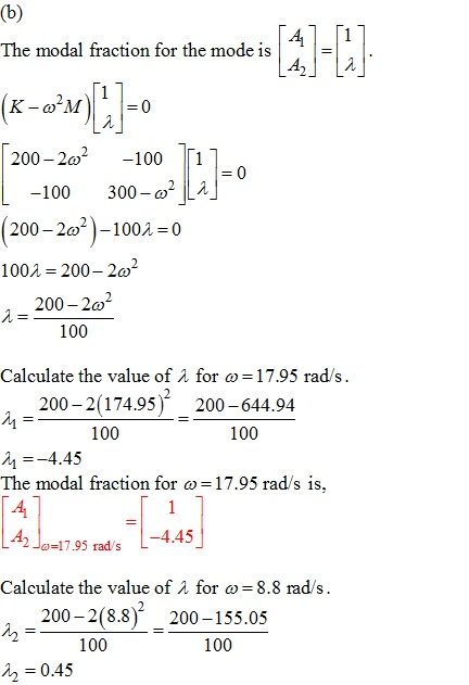 1. Consider the two degree of freedom system shown. (a) Find the ...