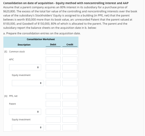 Consolidation on date of acquisition - Equity method with ...