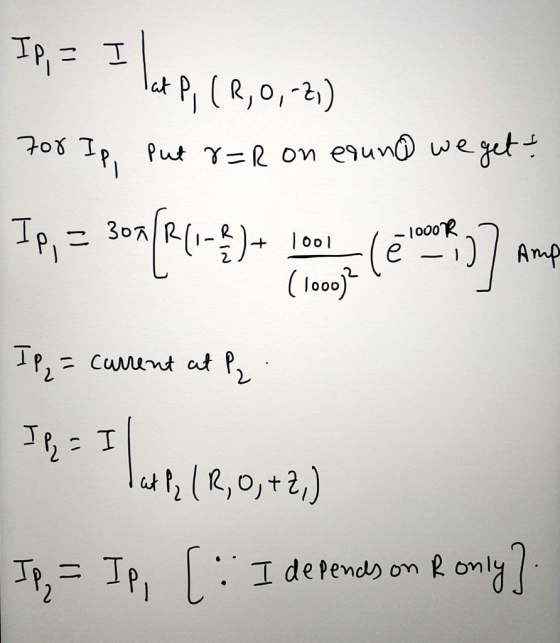 5. Using a surface integral calculation, find the current (in Amps) in ...