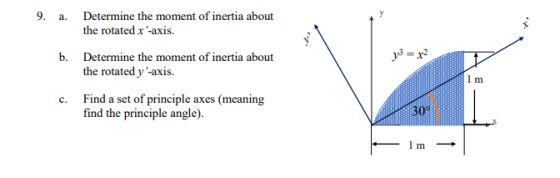 A. Determine the moment of inertia about the rotated x’-axis. b ...