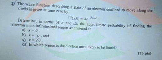 2 The wave function describing a state of an electron confined to move ...
