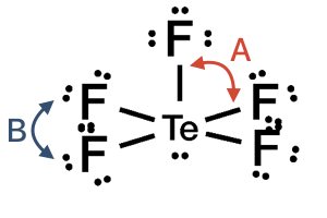 A Lewis structure for TeF₅⁺ is shown below on the left. Predict whether ...