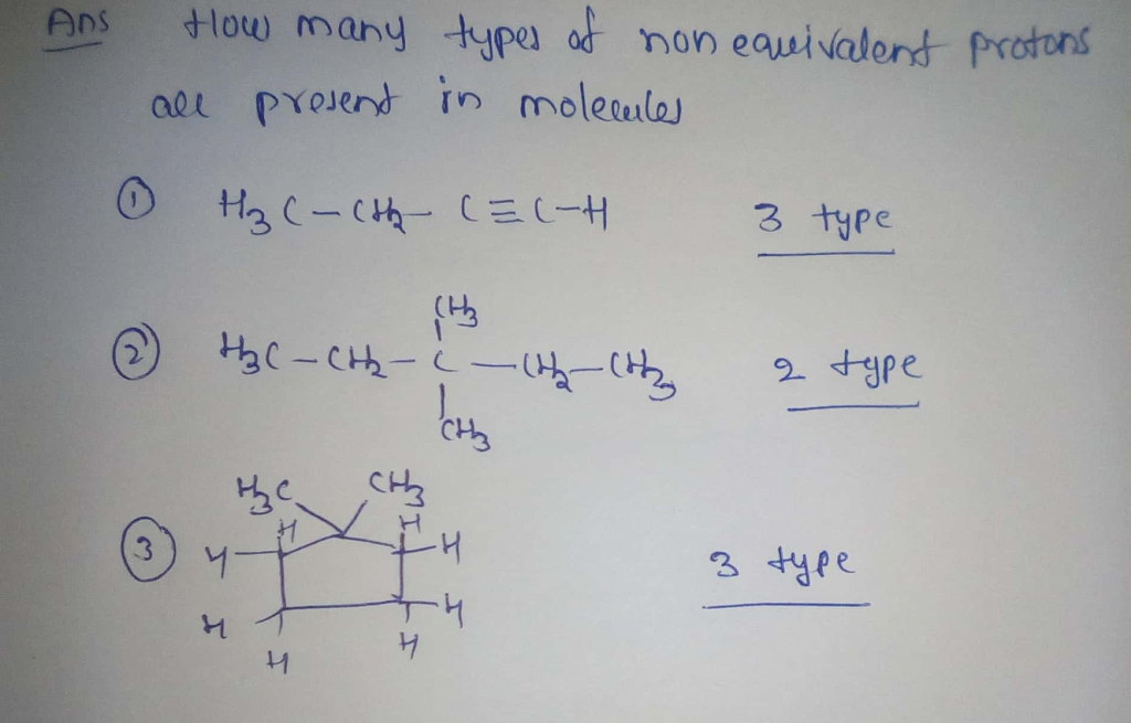 How many types of nonequivalent protons are present in each of the ...