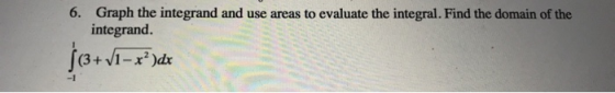 6. Graph the integrand and use areas to evaluate the integral. Find the ...