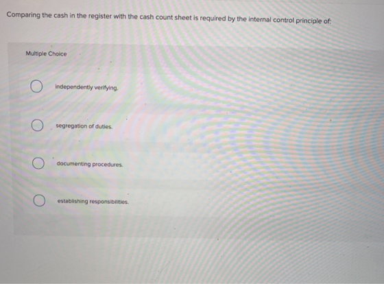 Which of the following is an internal control for checks received ...