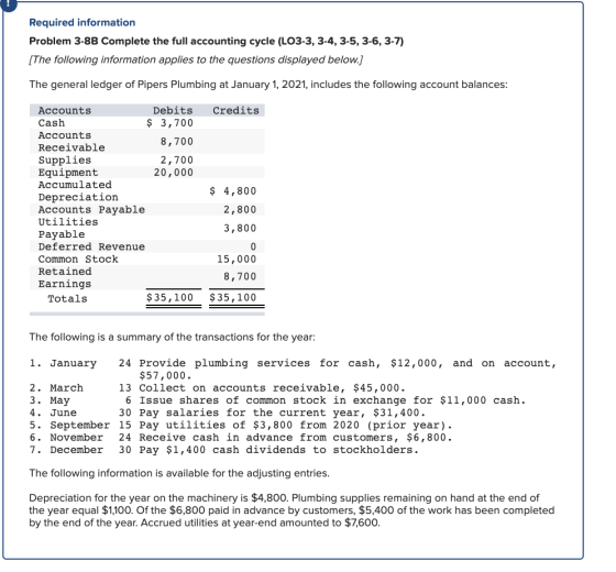 Complete the full accounting cycle Required information Problem 3-8B ...