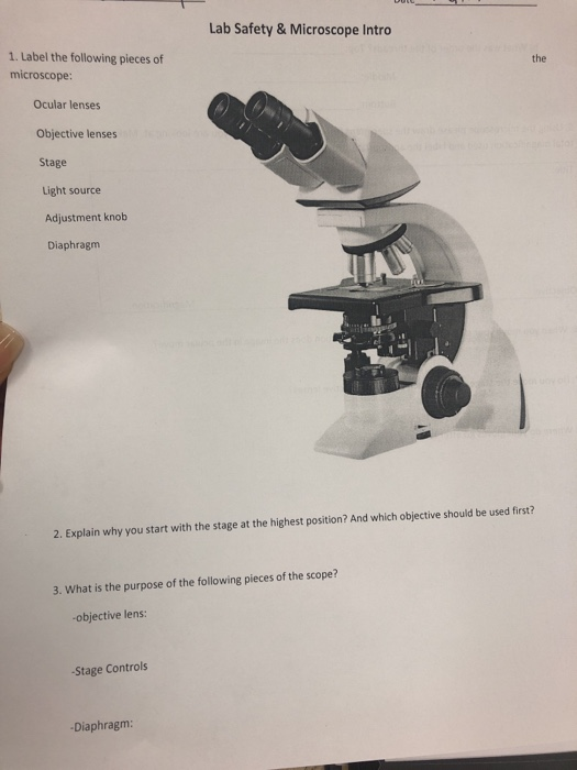 1. Label the following pieces of microscope: - HomeworkLib