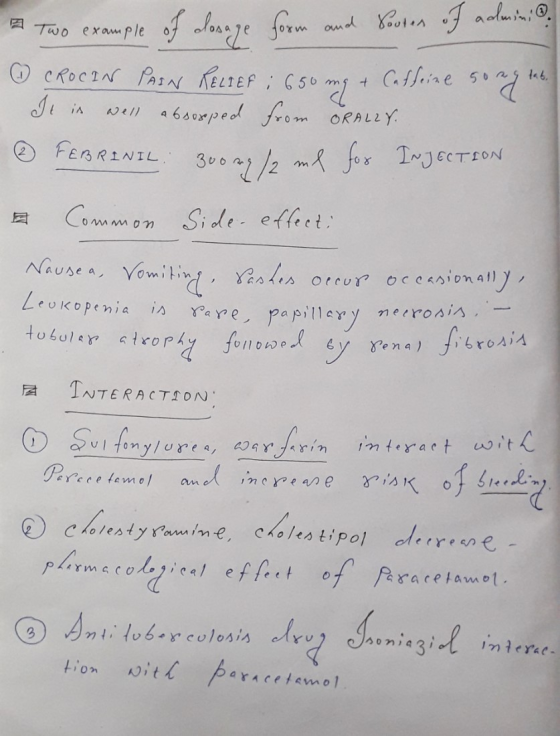 1). write a short piece (max 500 words) about paracetamol You may wish ...