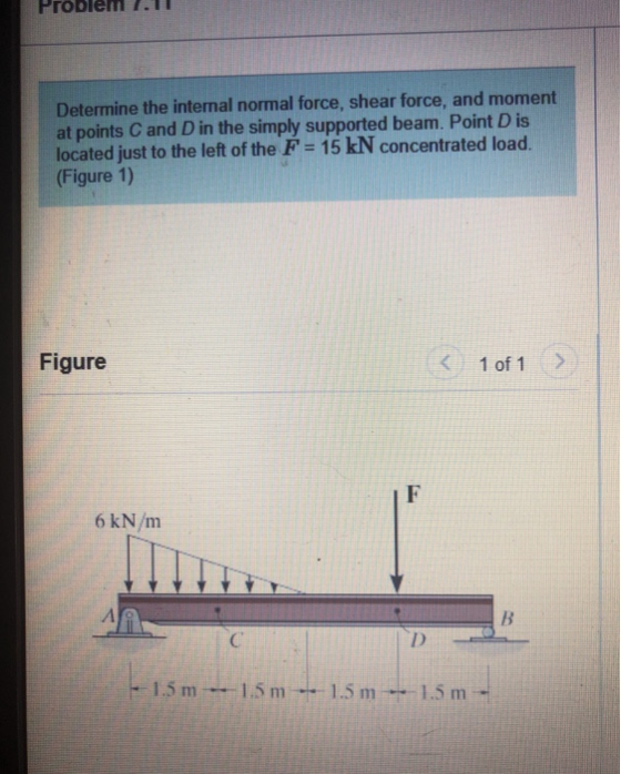 Determine the internal normal force, shear force, and moment at points ...