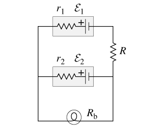The circuit diagram below shows two emf sources and a bulb connected in ...