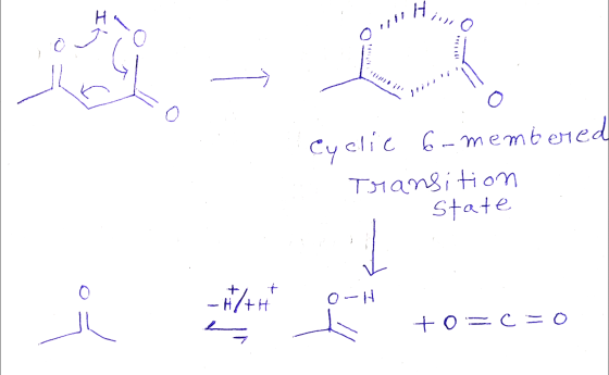 A proton transfer under acidic conditions from the carboxyl group to ...
