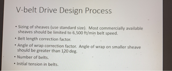 find v belt drive design power select belt type determine shive size ...