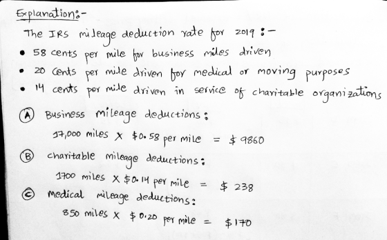 Lara uses the standard mileage method for determining auto expenses ...