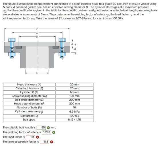 The figure illustrates the nonpermanent connection of a steel cylinder ...