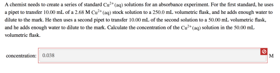 A chemist needs to create a series of standard Cu2+ (aq) solutions for ...