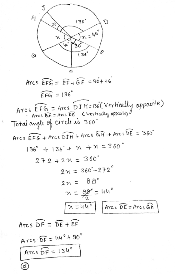 Which of these arcs has a measure of 134 degrees. 18. Which of these ...