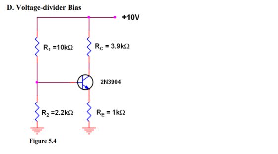 Solve fore Vb, Vc, Ib, Ic hfe = 200 D. Voltage-divider Bias +10V R ...