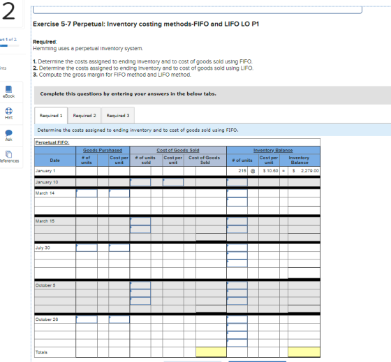 2 Exercise 5-7 Perpetual: Inventory costing methods-FIFO and LIFO LO P1 ...