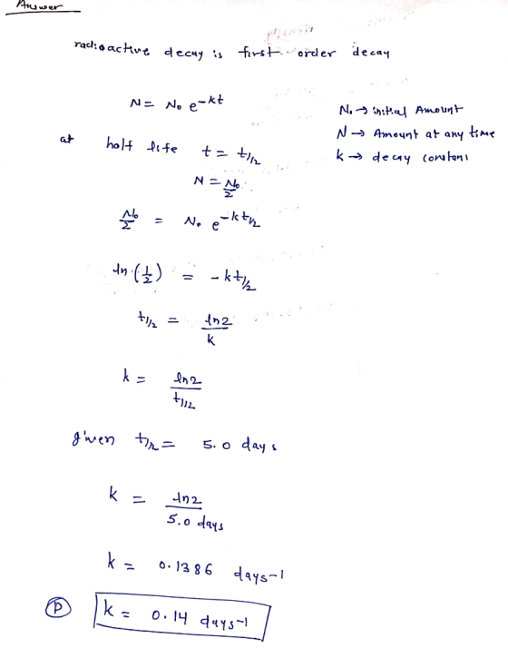 What is the rate constant for the decay of Bi-210 if the isotope's half ...