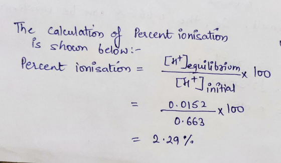 Find the percent ionization of a 0.663 M HF solution. The K a for HF is ...