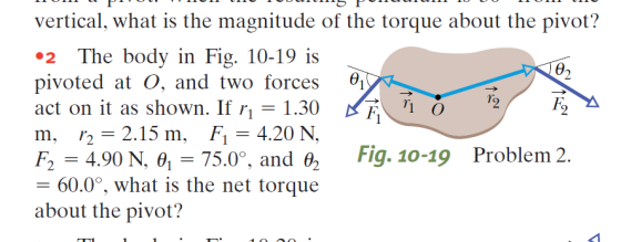 vertical, what is the magnitude of the torque about the pivot? The body ...