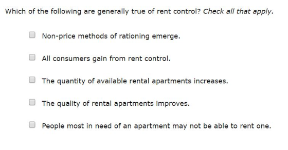 A) B) C) In the presence of the rent control, consumers’ surplus ...