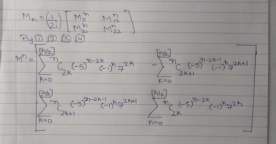 M-「-5-7 7 -5 Find formulas for the entries of Mn, where n is a positive ...