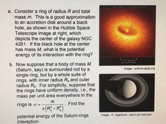 3. Potential energy of rings. You know that the gravitational potential ...