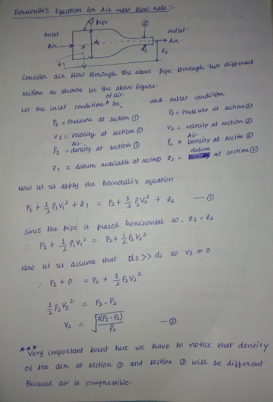 How to use Bernoulli equation to derive air mass flow? Please give me a ...
