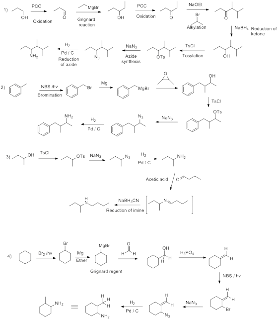 Amine Synthesis Prepare the following compounds from any simple alcohol ...
