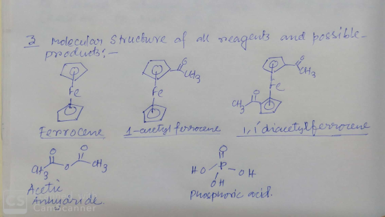 Questions: vide the mechanism of the synthesis of (1.) acetylferrocene ...