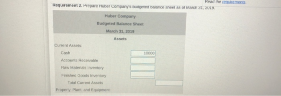Read the requirements Requirement 2. Prepare Huber Company's budgeted ...