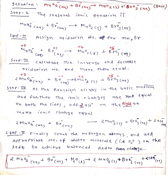 Complete and balance the following redox reaction in basic solution ...