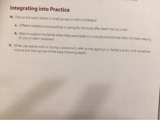 Integrating into Practice 10. Discuss the topics below in small groups ...