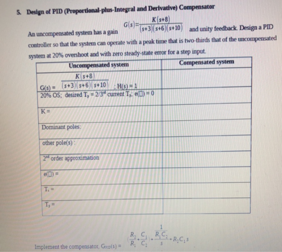 Design of PID compensator S. Design of PID (Proportional-plus-Integral ...
