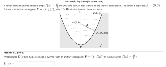 Section B Bay Swim (10 points total) A person swims in a bay of ...