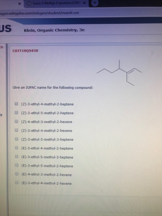 x Ctrans-3-Methyl-2-pentene C6H X gen.wileyplus.com/edugen/student ...
