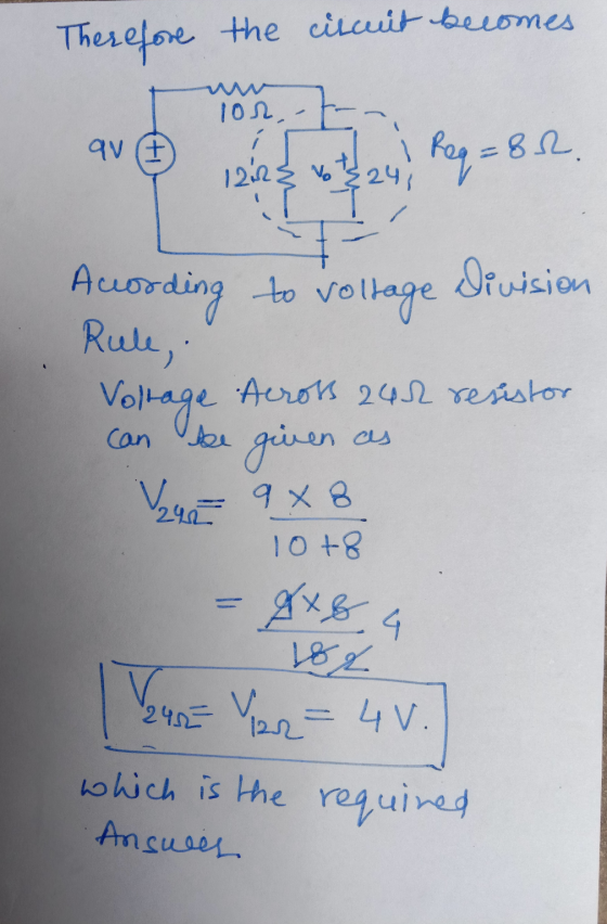 (c) Calculate Vo in the circuit of Figure 3 using voltage divider rule ...