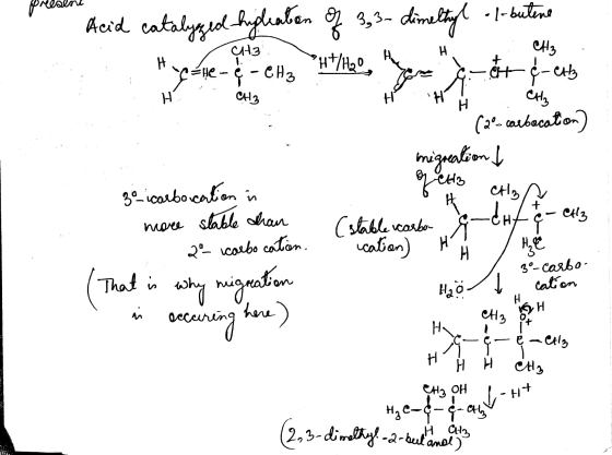 2. Acid-catalyzed hydration of 3,3-dimethyl-1-butene produces 2,3 ...