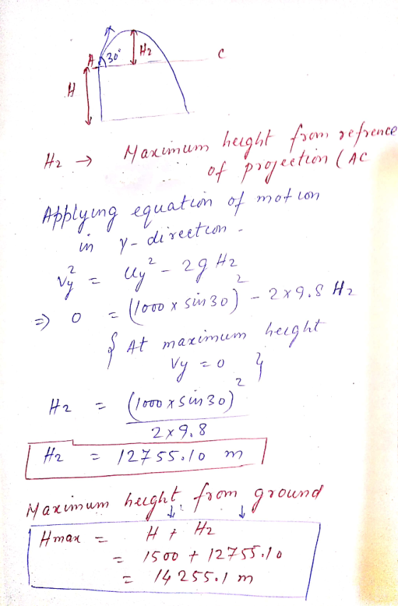 2. A projectile is fired from a cannon with initial velocity of 1000 m ...