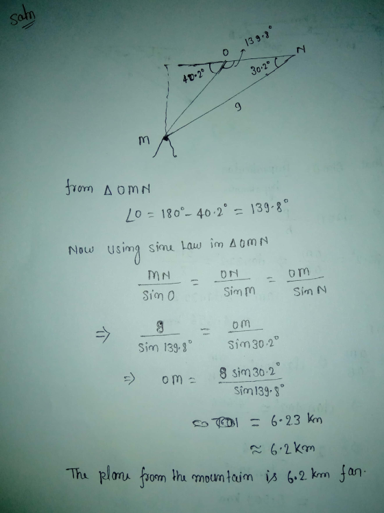 Trig Word problem A plane flying a straight course observes a mountain ...