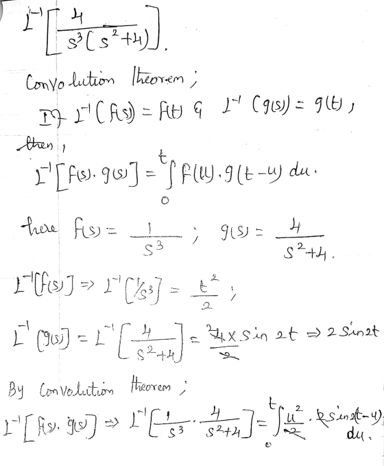 Use the convolution theorem to find the inverse Laplace transform of ...